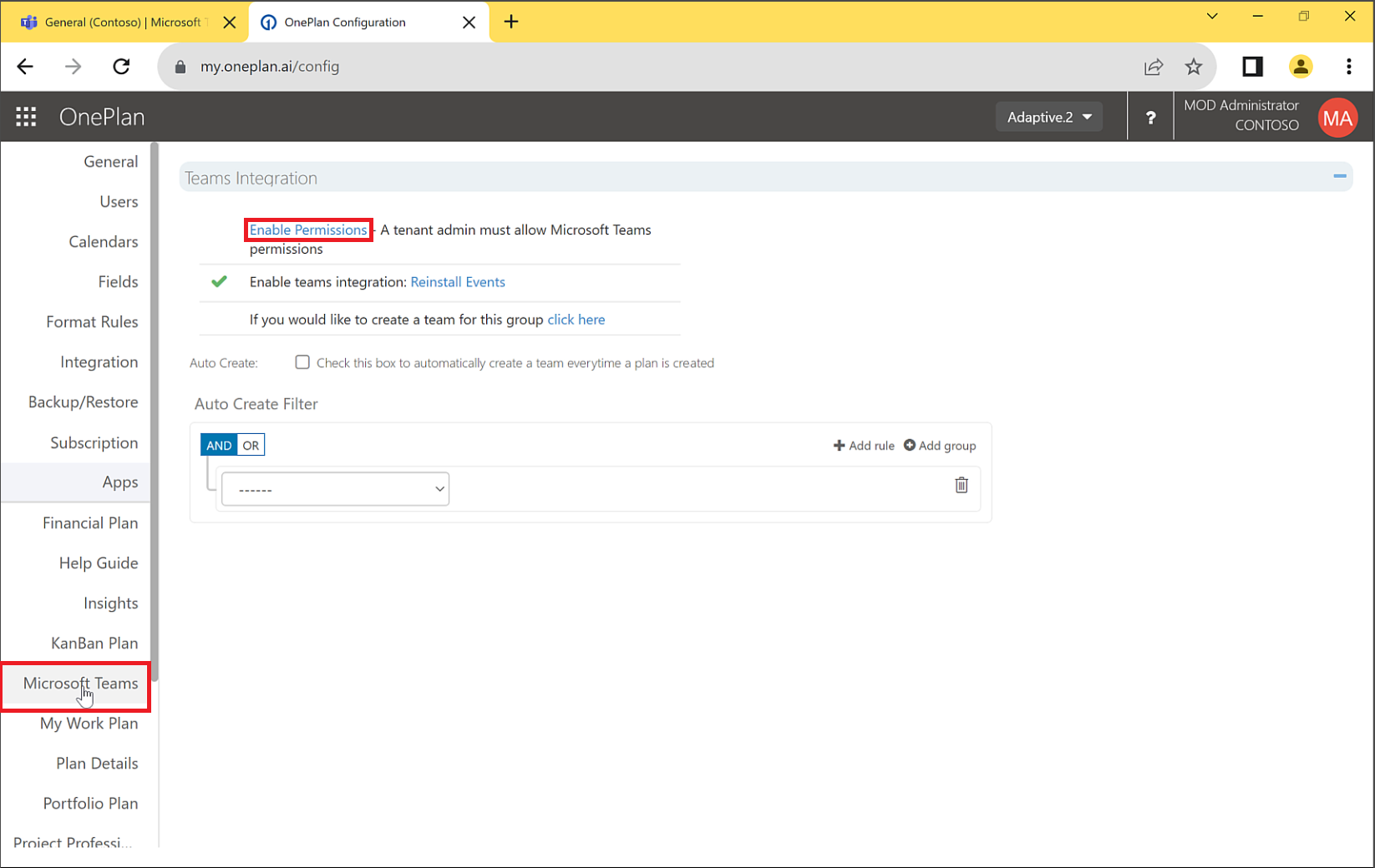 Auto-Create Connected Teams from OnePlan – Support