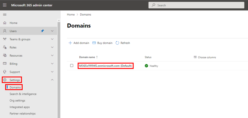 Find your primary Office 365 domain name – Support