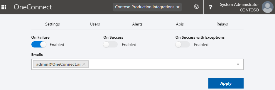 OneConnect Administrator Settings – Support