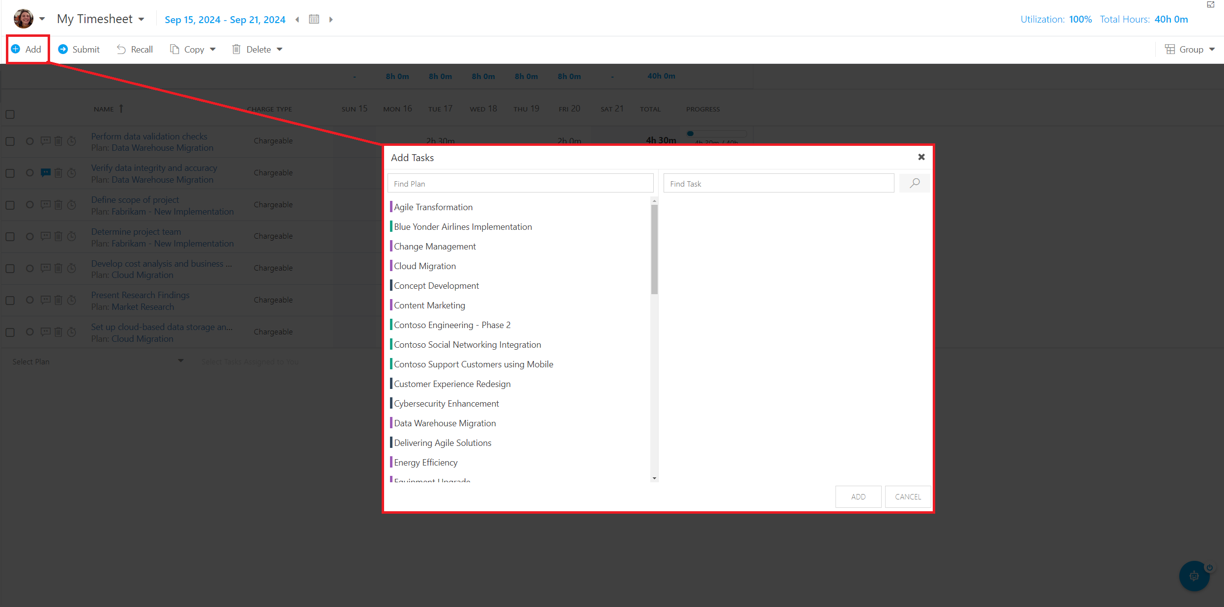 Add Tasks and Work Items to Your Timesheet – Support
