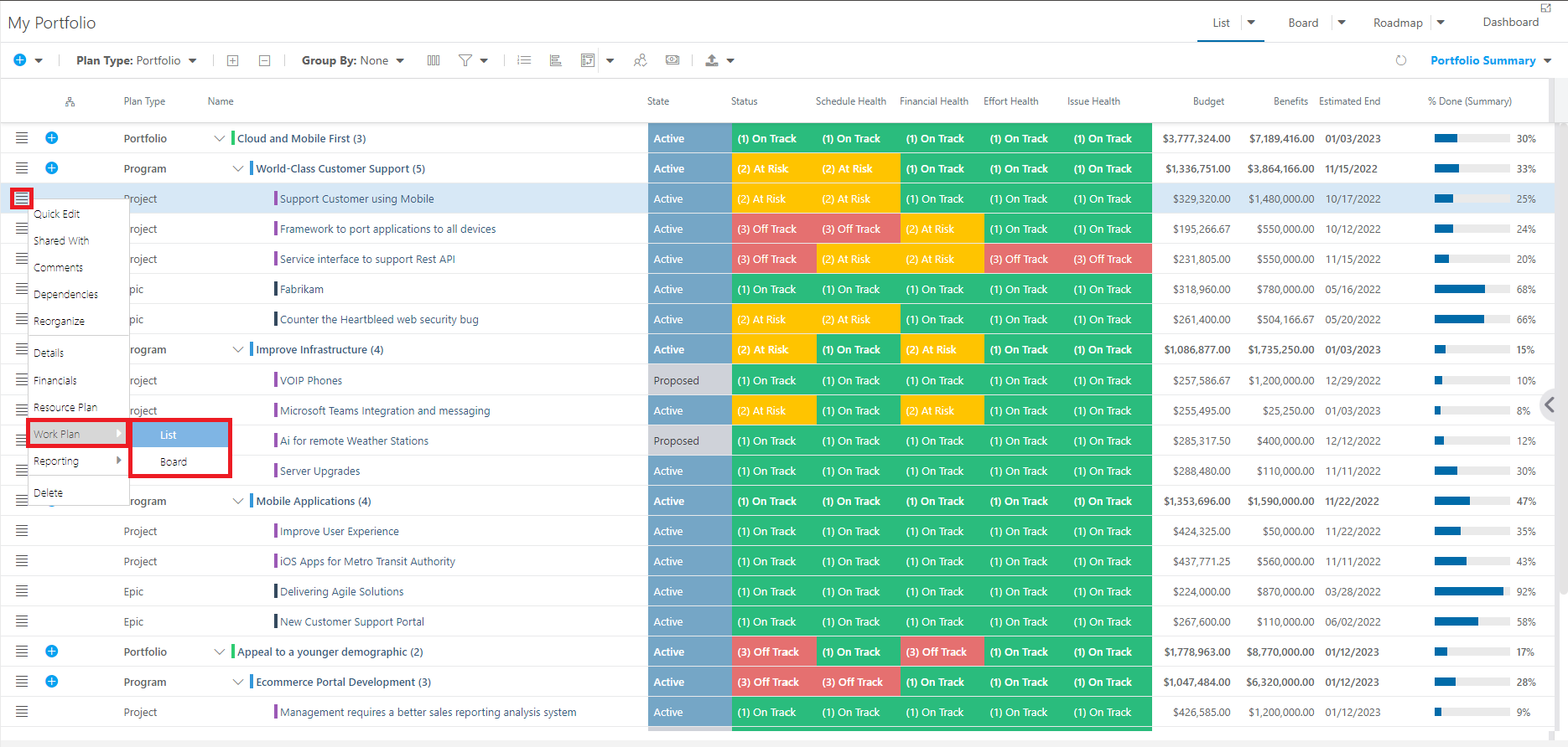 Access the Work Plan – Support