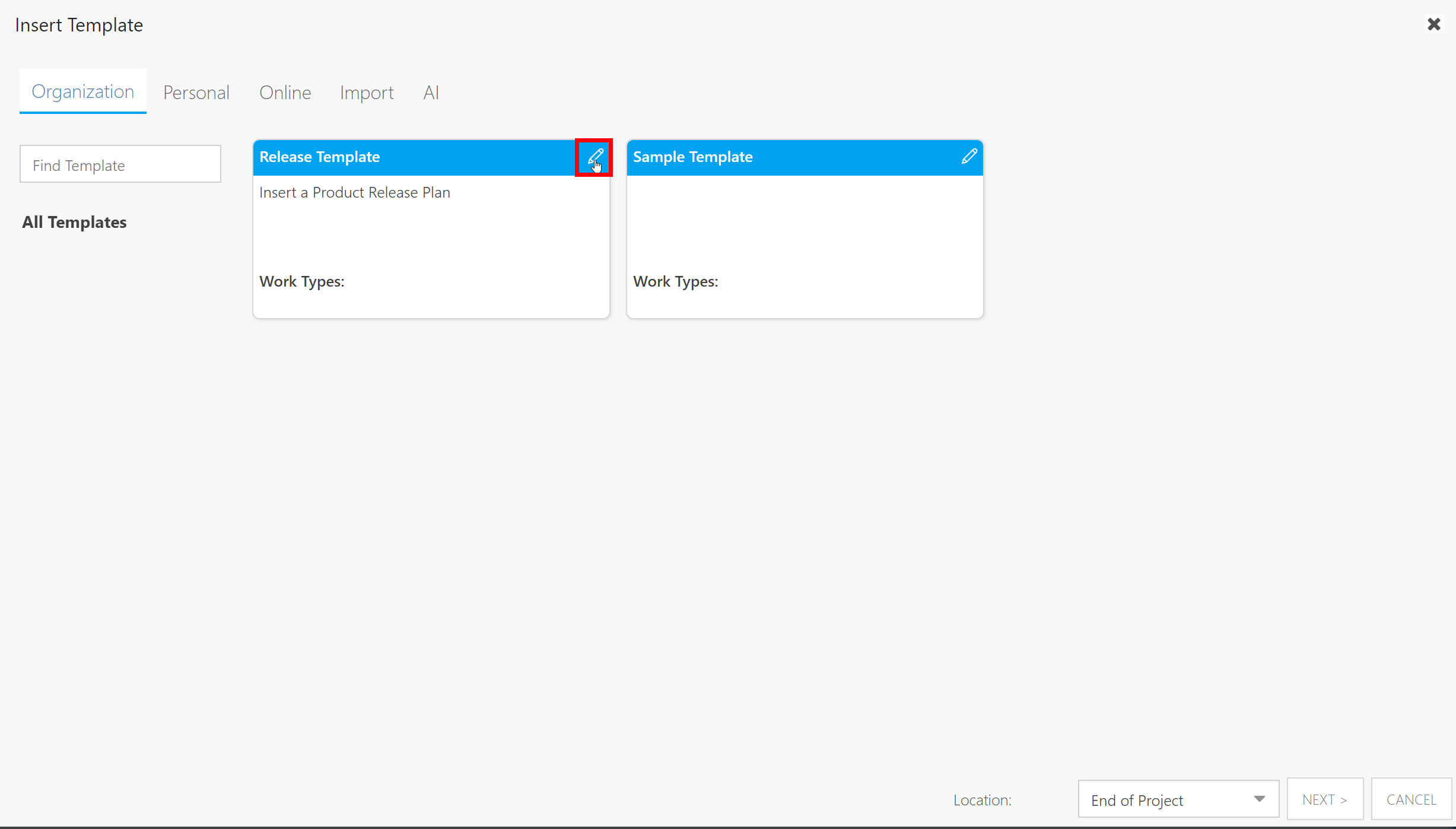 Edit a template – Support