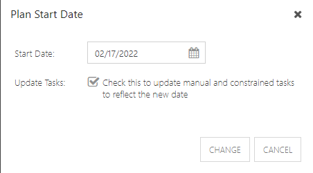 Set the Plan Start Date – Support