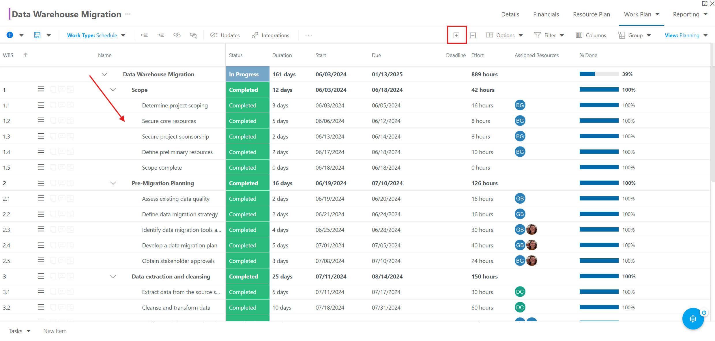 Expand and Collapse Work Items – Support