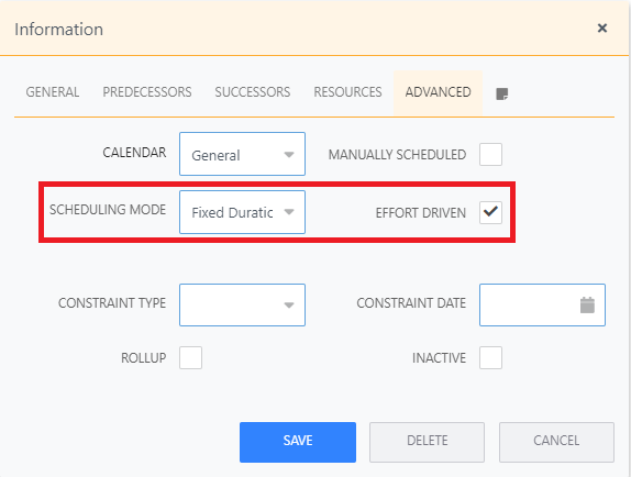 Scheduling Mode (aka Task Type) – Support