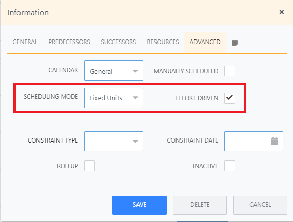 Scheduling Mode (aka Task Type) – Support