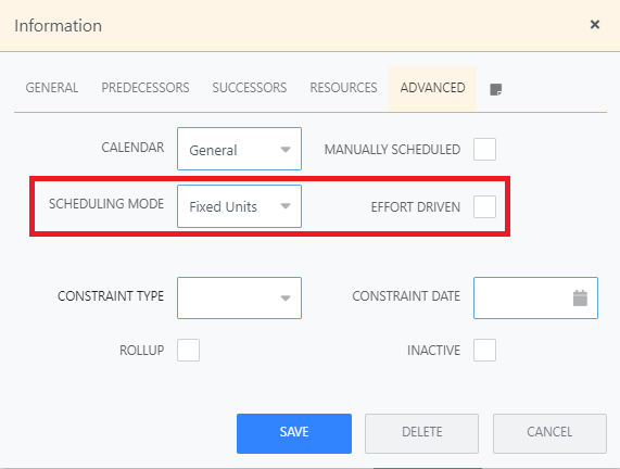 Scheduling Mode (aka Task Type) – Support