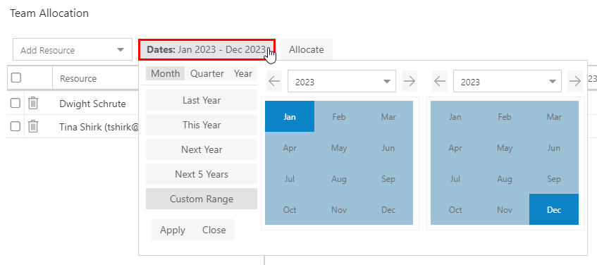 Allocate Resources to Teams (Total Percentage and Time-Phased ...