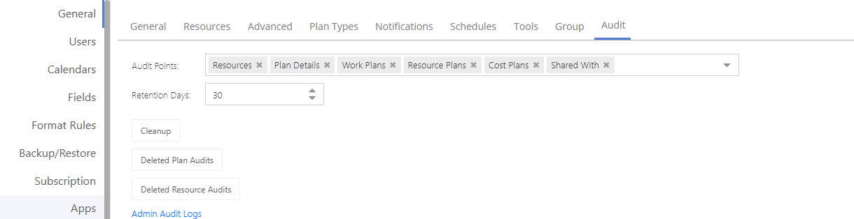 Audit Settings Support