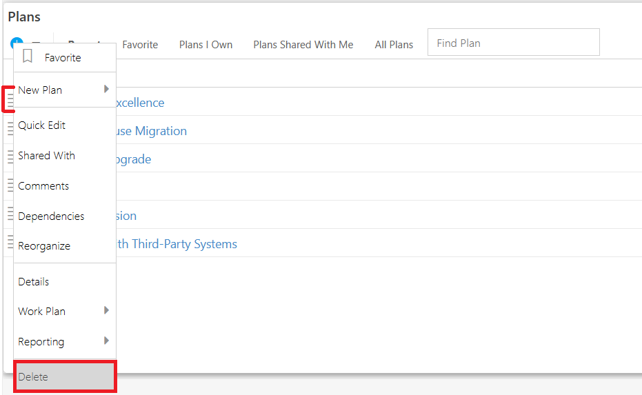 Delete or Archive a Plan – Support