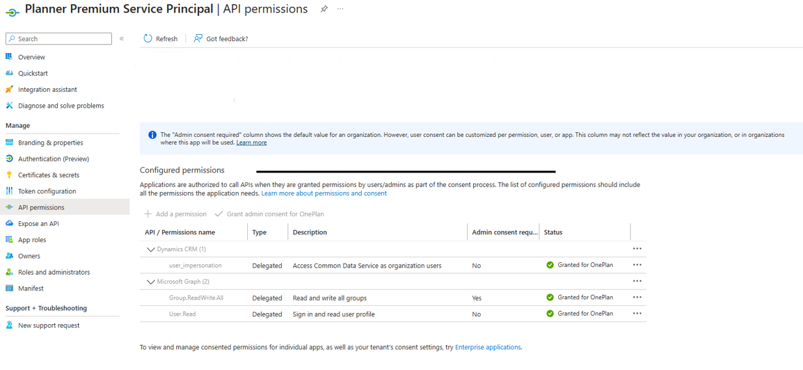 Microsoft Planner Premium Integration - Authentication Methods – Support