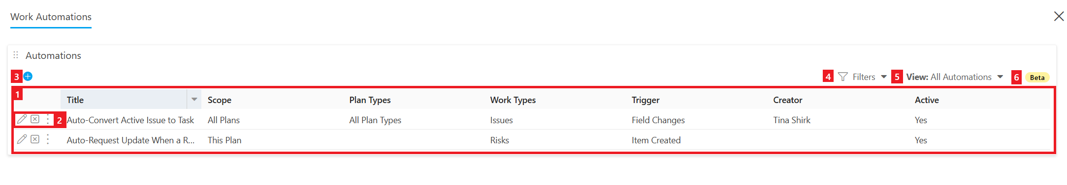 Work Automations - Interface Overview – Support