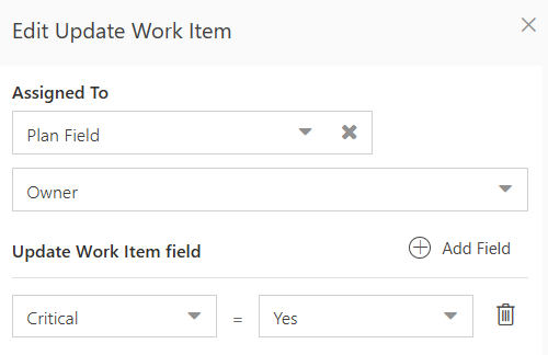 Work Plan Automations - Configure an Update Work Item Action – Support