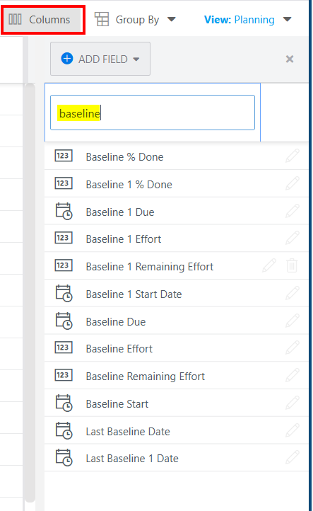 Save a Baseline for Selected Tasks – Support